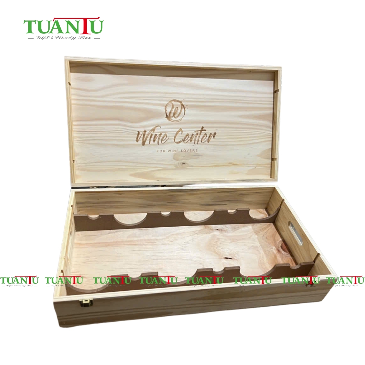 Hộp 6 chai dẹp nắp gỗ