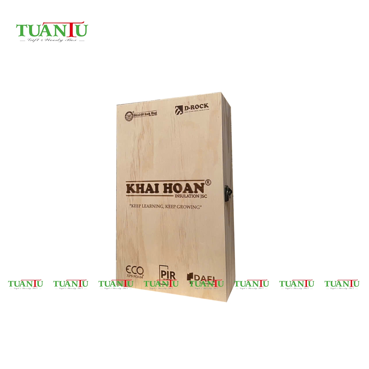 Hộp gỗ 2 chai - nắp ván thông plywood 5ly